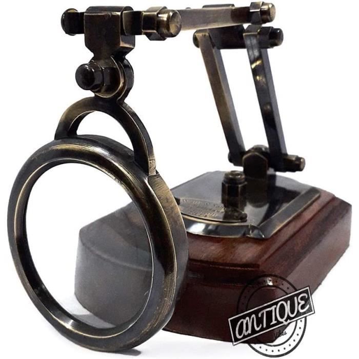 Loupe vintage pour dessus de table-bureau avec support réglable en bois ...