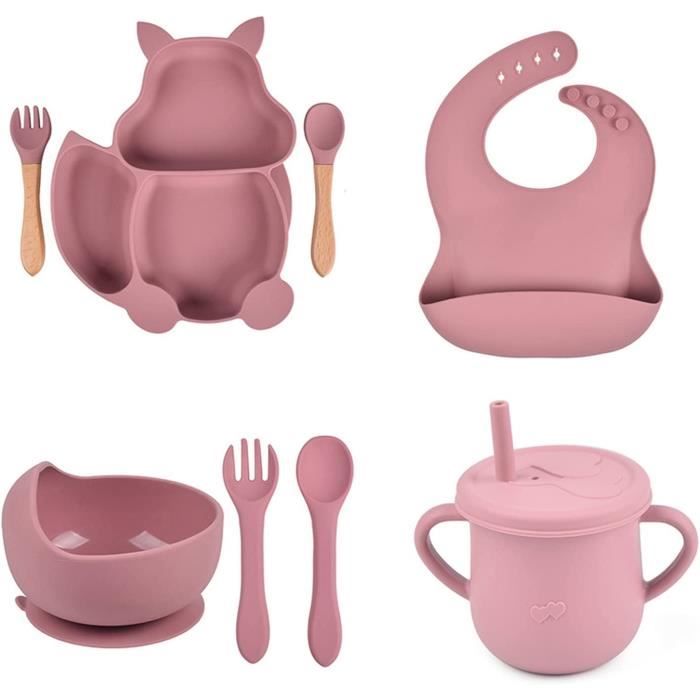 Coffret Repas Bebe,Lot de 8 Silicone Assiette Bébé Set avec Ventouse ...