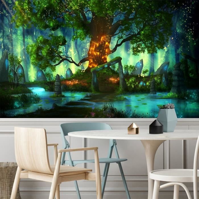 Tenture,Décoration murale de noël, conte de fées, arbre de noël, nouvel ...