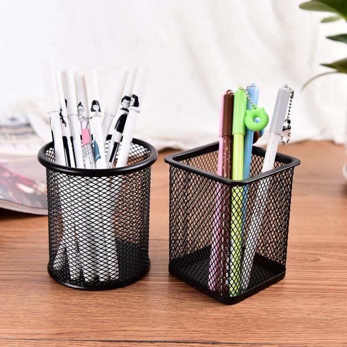 Round -Support en métal noir stylo porte crayons maille Style stylo ...