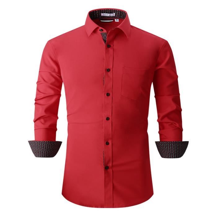 Chemise Homme Manches Longues Business Chemise Elegant Avec Poche ...