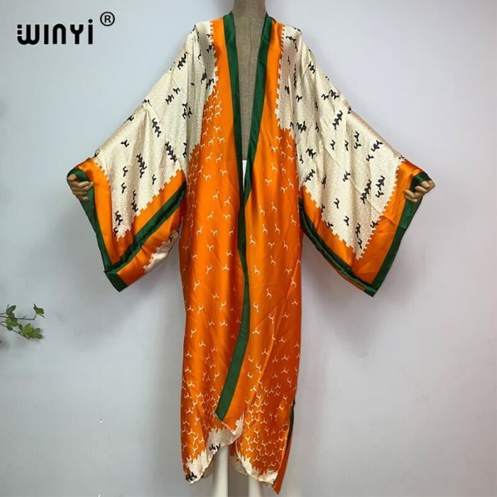 Robe de plage,WINYI-Cardigan imprimé à la mode pour femmes,robe longue ...