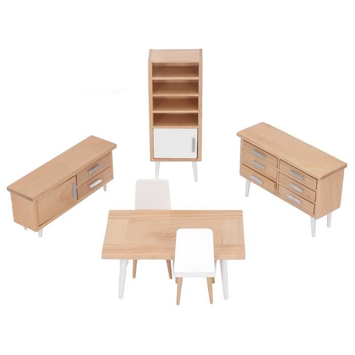 Ensemble de meubles de maison de poupée en bois - Pwshymi - échelle 1:12 - 6 pièces - armoires ...