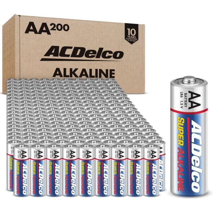 Acdelco Lot De 200 Piles Aa Super Alcalines, Durée De Vie De 10 Ans ...