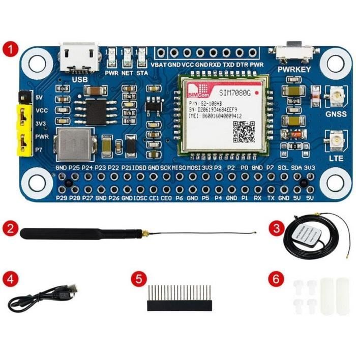 Nb-Iot-Cat-M(Emtc)-Gnss Hat For Raspberry Pi Based On Sim7080G Supports Protocols As - Cdiscount ...