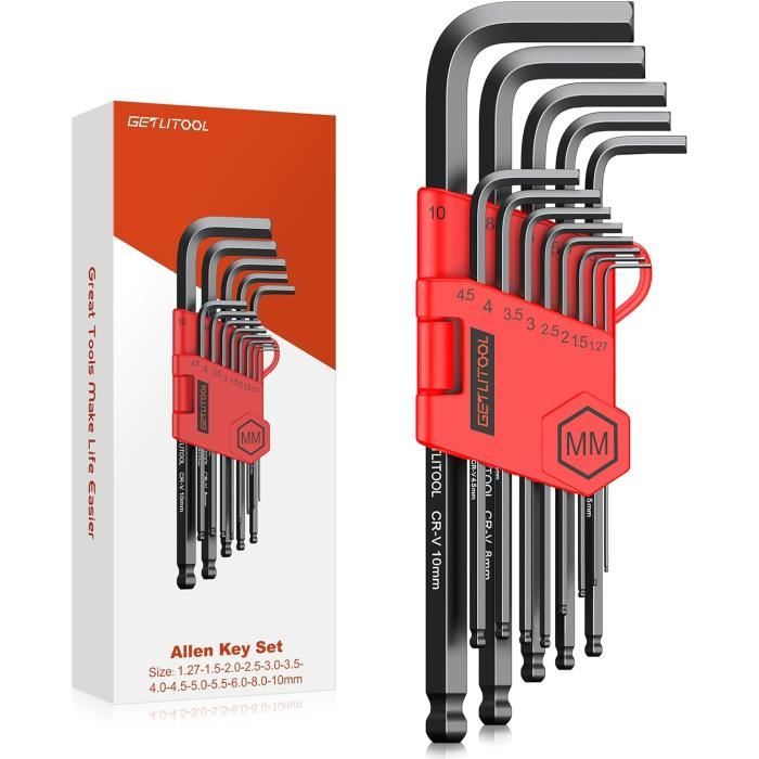 GETLITOOL 13 PCS Clés Allen Métriques Clés Hexagonales à Bout Sphérique ...