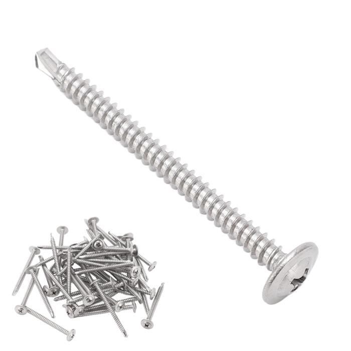 Tbest Truss Head Screws, Self Drilling Screws Silver Clear Thread for ...