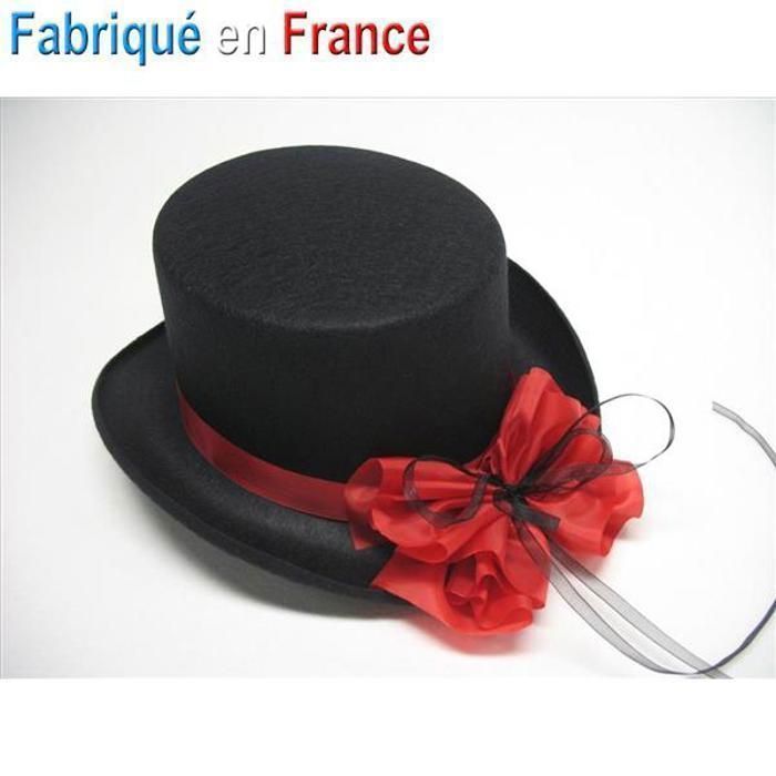 Chapeau noir ruban rouge pour deguisement d'Amazone, belle epoque, 1900 ...