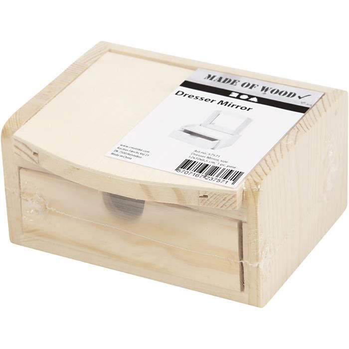 Mini-coiffeuse - réf 57571 - Bois - Marron - 1 tiroir - Miroir inclus ...