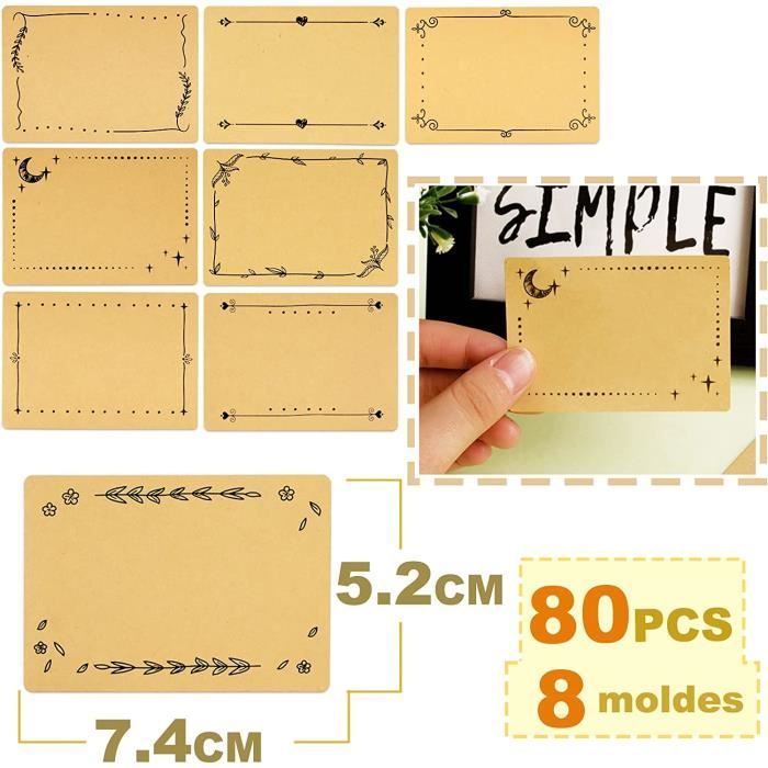 80PCS Étiquettes Autocollantes Papier Kraft Étiquettes Autoadhésives s ...