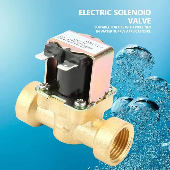 Valve, électrovanne Electrovanne DC 12V laiton DN15 G1/2 Electrovanne de corps en cuivre ...