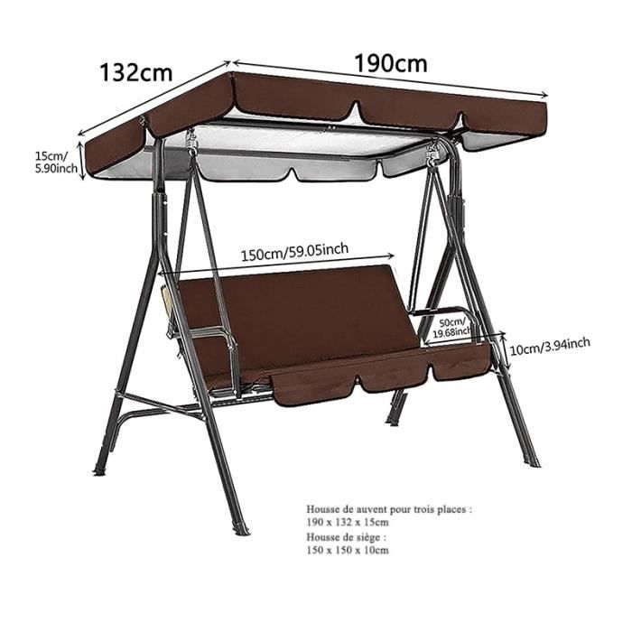 Toit de Rechange Imperméable pour Balancelle de Jardin 3 Places,Toit ...