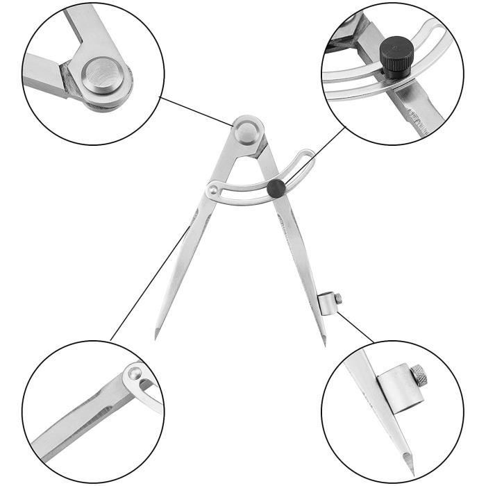 Compas de précision pour cercles,boussole de travail réglable de 6 ...