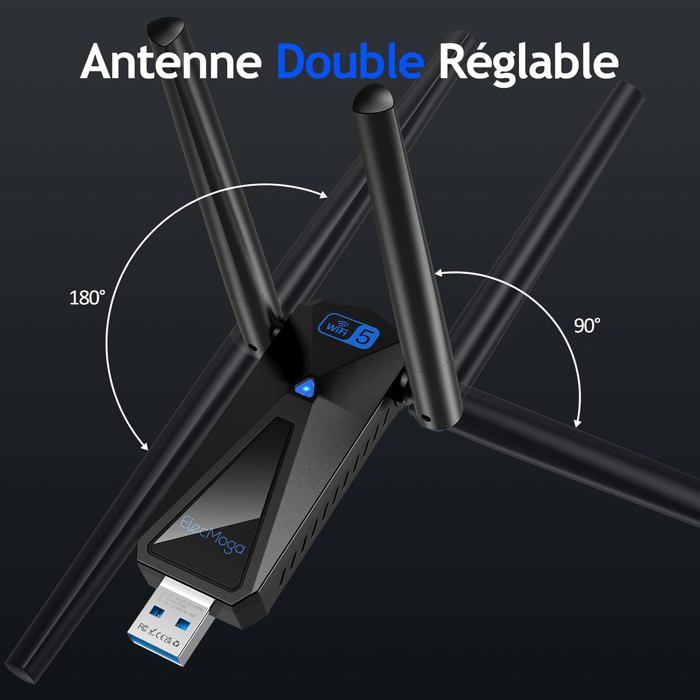 Clé WiFi Cpl 1300Mbps à 2 Antennes 5dBi – [Marque] – Modèle Dual Band 2 ...