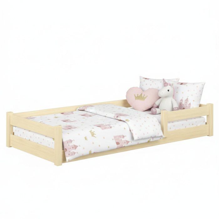 Lit Enfant Bas NORDI 60x120 cm – Bois Naturel, Structure Basse ...