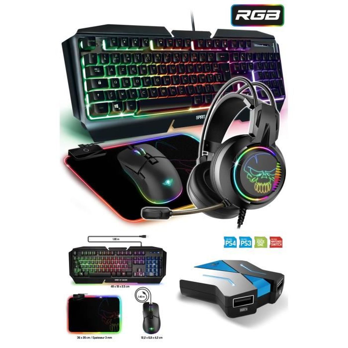 Pack GAMER PRO-ULTIMATE MKH500 SOURIS RGB + CLAVIER RGB + TAPIS SOURIS ...