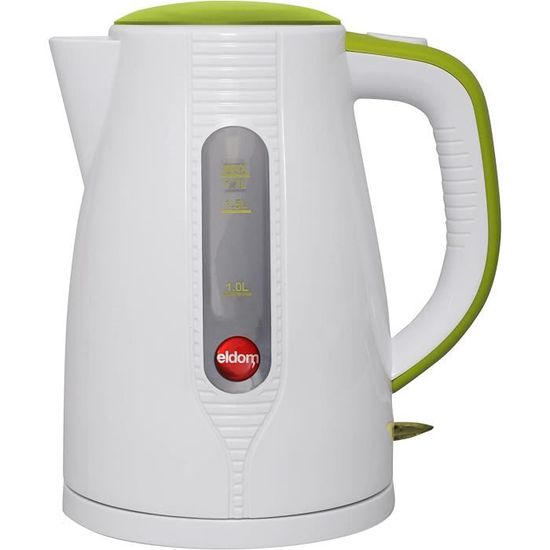 Bouilloire Electrique avec Socle Rotatif ELDOM C340, Blanc Avec Vert, 2000W, 1,7 l (Composants ...