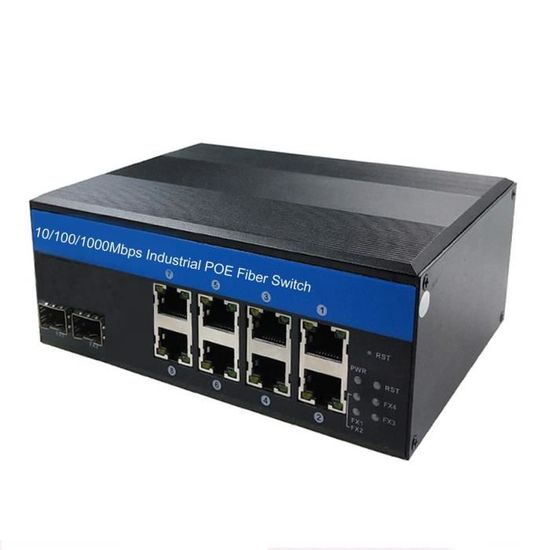 OLYCOM Commutateur industriel 8 ports Gigabit Ethernet avec PoE 2 ports SFP DIN rail monte IP40 ...