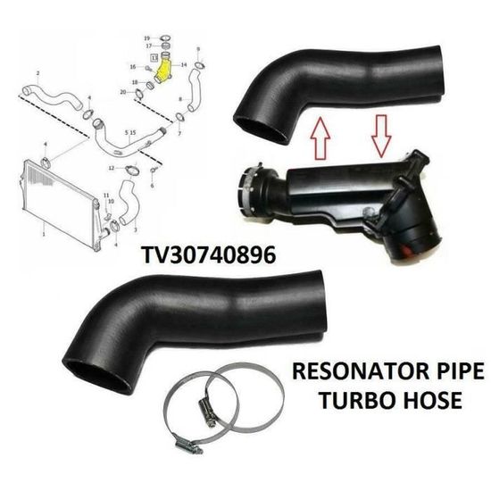 Tuyau de tuyau turbo résonateur Pour Volvo V70 S60 XC90 XC70 D5 2.4D ...