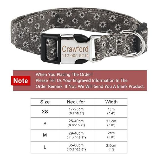 CRAZE Pet Collar Flower Dog Collar Engraved Tag ID Name Puppy Collars ...