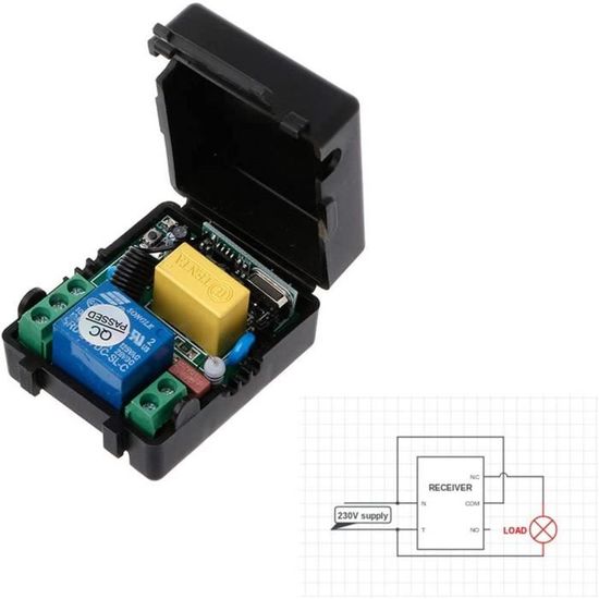 Siwetg AC 220 V 10 A 1 CH RF 433 MHz Télécommande récepteur + kit émetteur239 - Cdiscount Bricolage