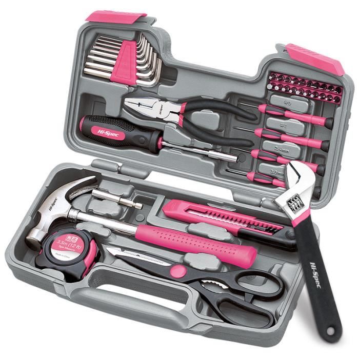 Boîte à Outils Rose 39 pcs - Kit d’Outils pour Madame avec Caisse à ...