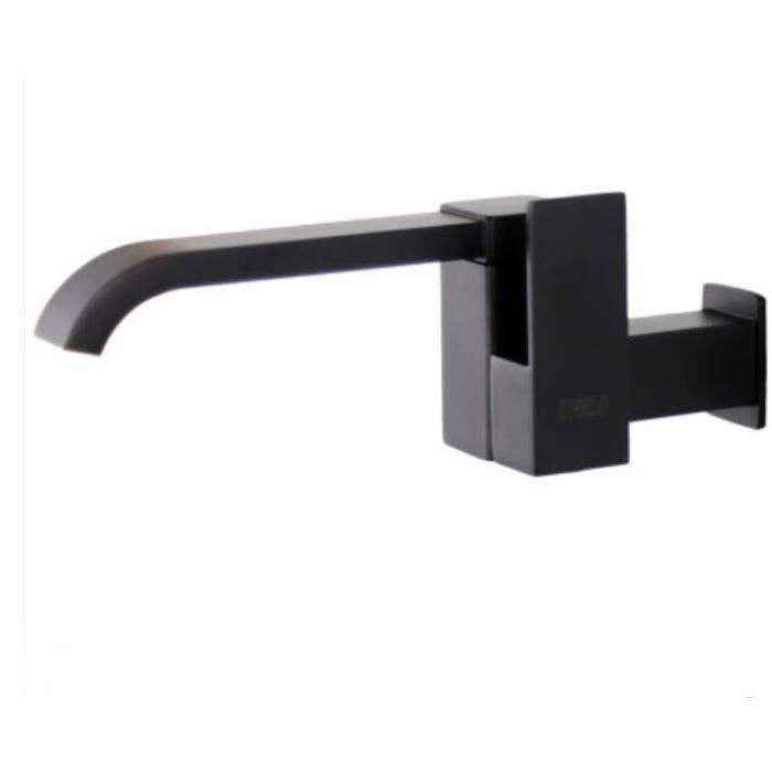 Évier en cuivre Robinet froid noir Robinet mural,Robinet à trou unique ...