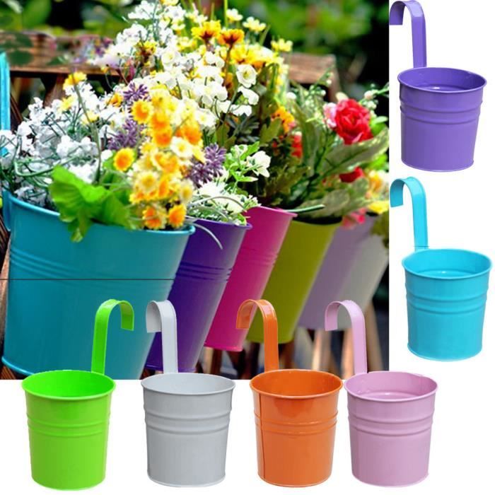 Pots De Fleurs En Métal Extérieur Fer Suspendu Jardinière Balcon 6 ...