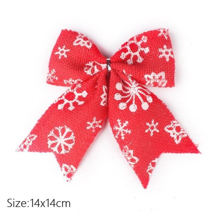 Coffret de décoration,Grand sapin de noël en lin rouge,nœud papillon ...