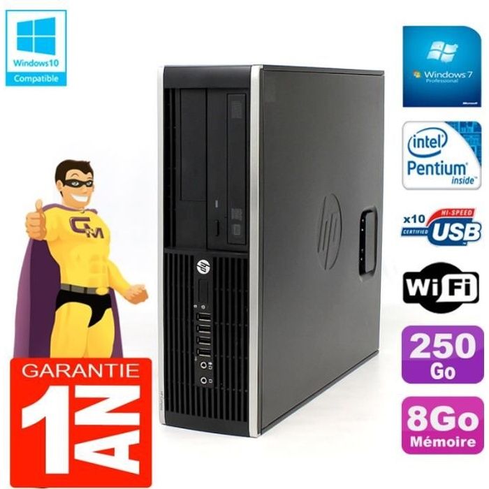 PC HP Compaq Pro 6200 SFF Intel G840 RAM 8Go 250 Go Graveur DVD Wifi W7 ...