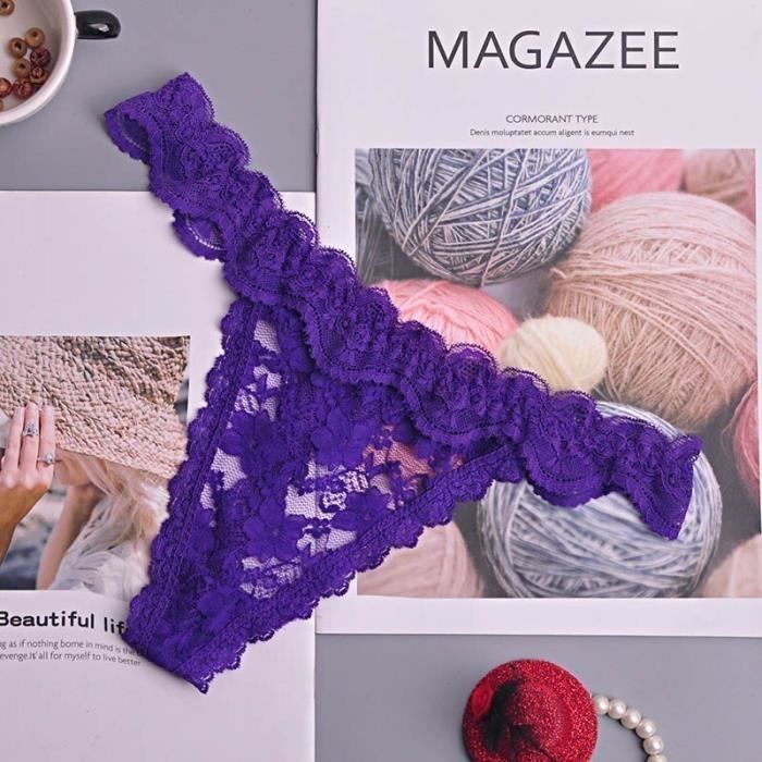 Culotte-slip,Strings sexy en dentelle transparente pour femmes,lingerie ...