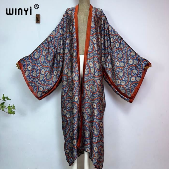 Robe de plage,WINYI-Cardigan imprimé à la mode pour femmes,robe longue ...