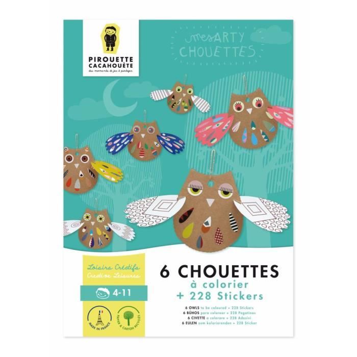 Kit créatif - PIROUETTE CACAHOUETE - 6 chouettes - Coloré - Éco ...