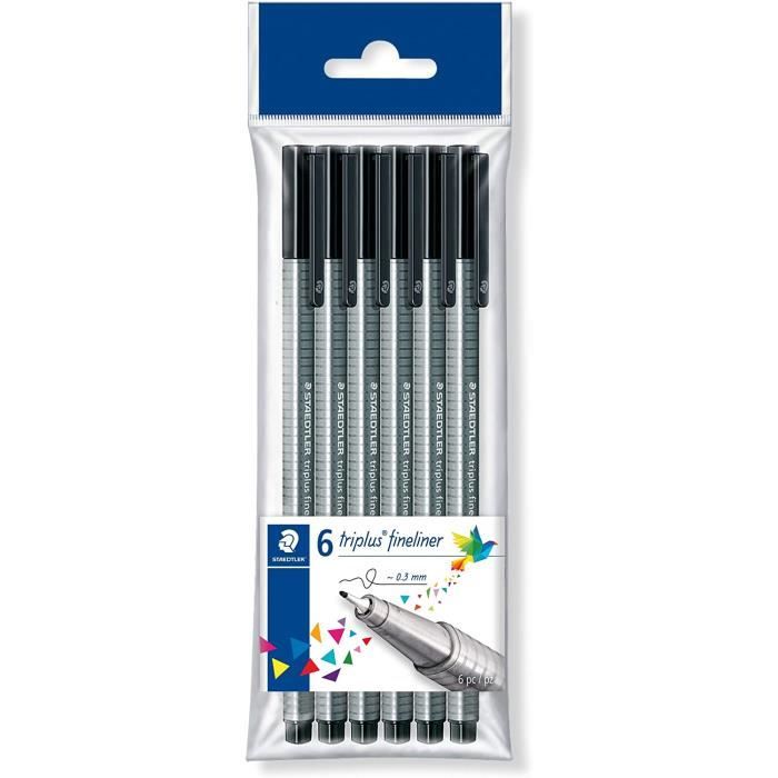Staedtler Triplus Fineliner, Feutres d'écriture noirs à pointe extra-fine de 0.3 mm pour ...