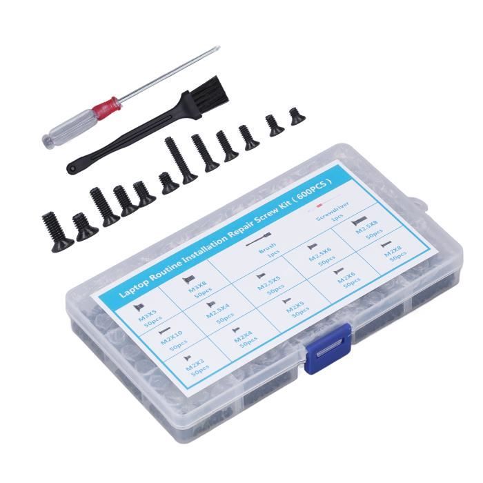 YOSOO mini vis 600 pièces vis à tête plate en acier au carbone M2 M2.5 ...