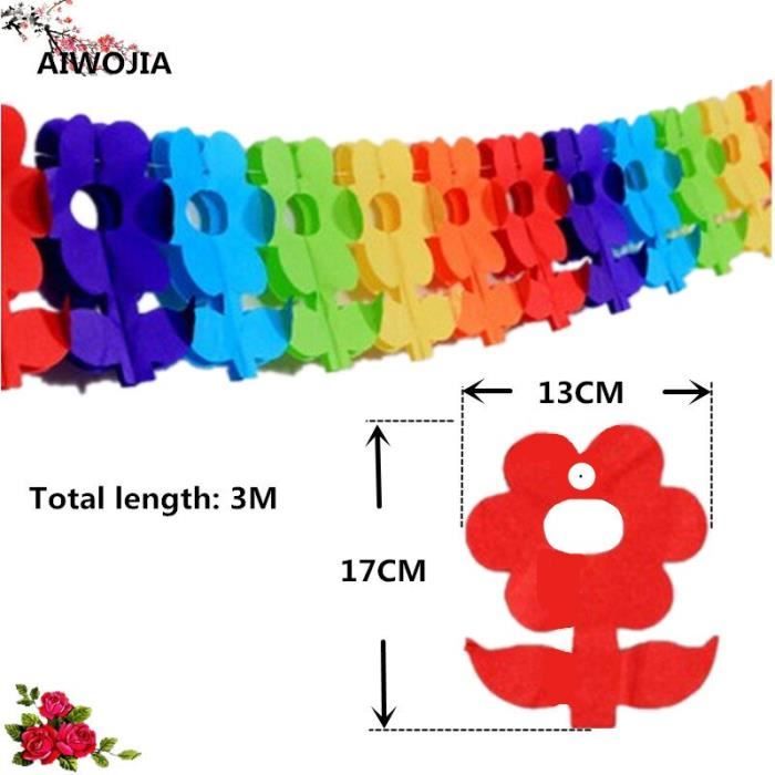 BANDEROLE,Red--Guirlandes de drapeaux en papier 3M, banderoles florales ...