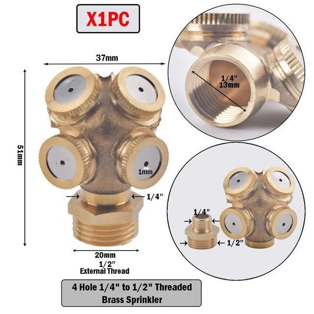 PULVERISATEUR,H--Buse de pulvérisation en laiton, 1 8 trous 1-4 "1-2" 3-4 ", Irrigation de ...
