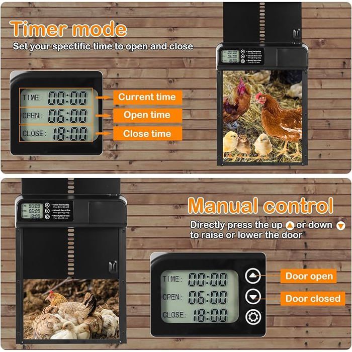 Porte Automatique Poulailler Avec Minuterie Design Anti-pincement Écran ...