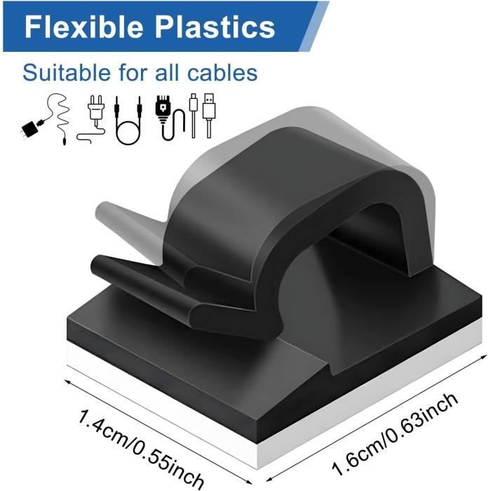 100 Pièces Clips Cable Adhesif, Mini Clips De Câble Auto-Adhésifs, Clips Câbles Adhésifs ...