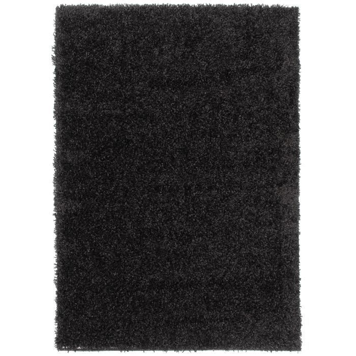 TAPISO Tapis Salon Shaggy Poil Long ESSENCE Anthracite Unicolore ...