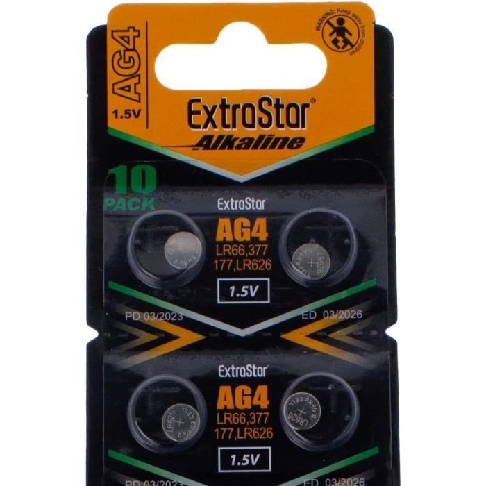 10 piles bouton AG4 1,5 V 377 A SR66 LR626 SG4 SR626 A491 - Cdiscount Jeux - Jouets