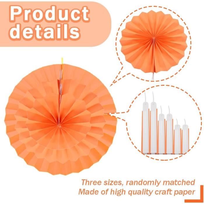 Lot De 6 Éventails En Papier 20-30-40 Cm, Décoration De Fête Rondes ...
