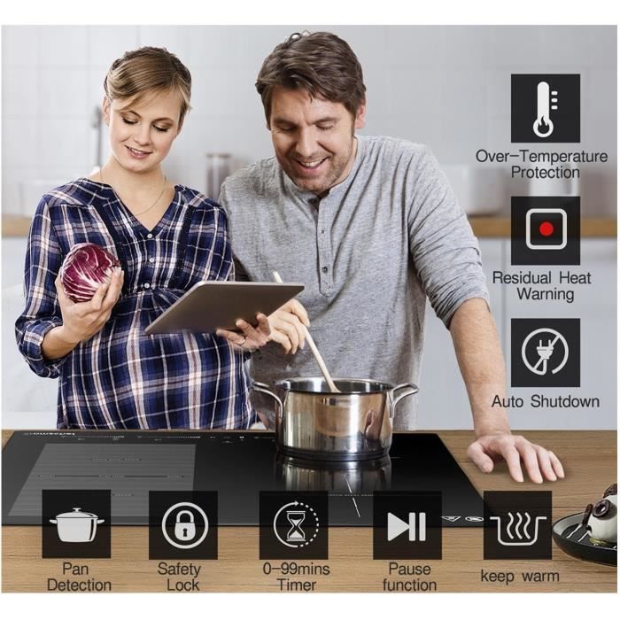 Plaque À Induction 4 Plaques Avec Zones Flexibles, Plaque De Cuisson À Induction Pour Bbq ...