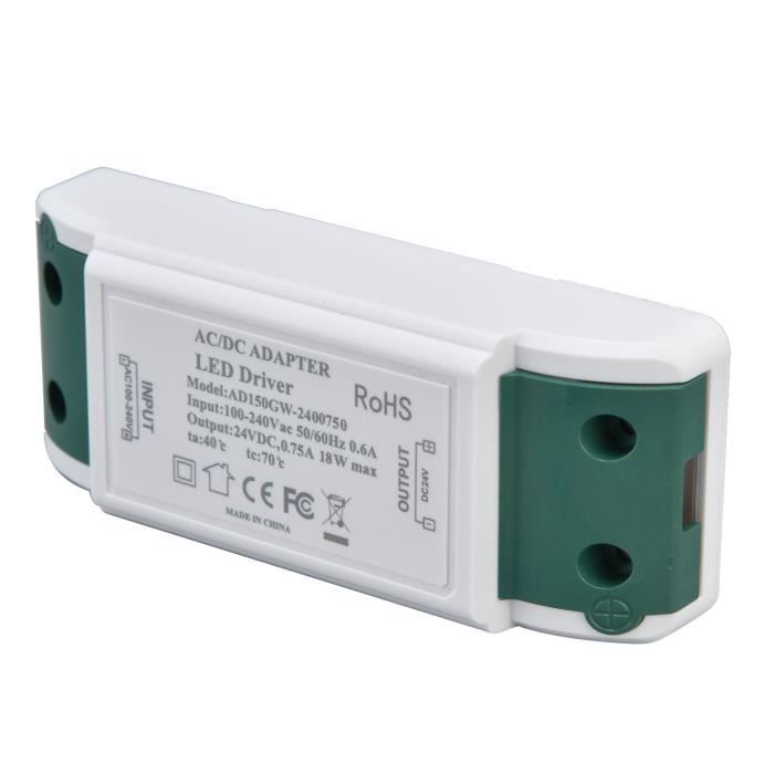 Sonew Pilote LED Driver LED 24V DC 0.75A 18W Fonctionnement silencieux ...