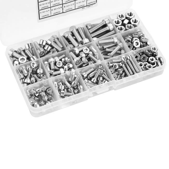 SAL Kit d'assortiment de boulons à tête hexagonale en acier inoxydable ...