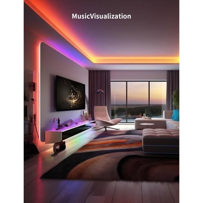 Bande Led Néon 10 M, Rgb-Ic, Bande Led Néon Wifi Étanche Ip67 Contrôle ...