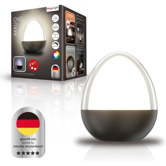 Megalight Ovo Lampe De Chevet Led À Intensité Variable, Ip54 Et Protégée Contre Les ...