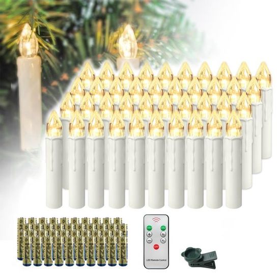 LILIIN Bougies LED sans fil dimmables avec piles, avec télécommande pour sapin de Noël, mariage ...