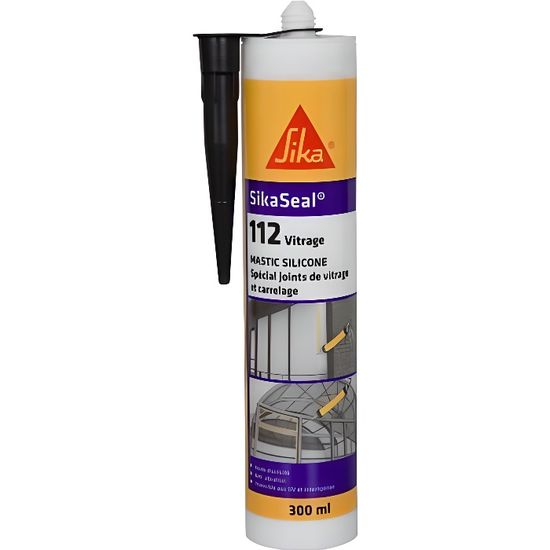 Mastic silicone spécial vitre - SIKA SikaSeal 112 Vitrage - Noir ...