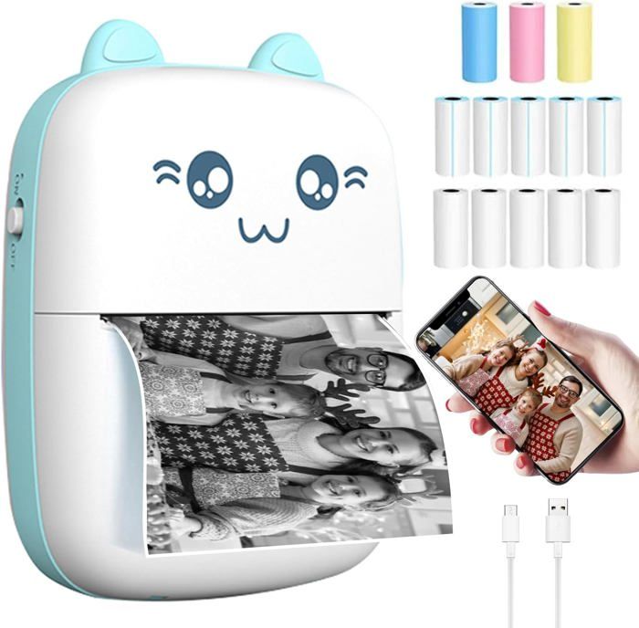 QUOXO Mini imprimante de Poche, imprimante Thermique Portable avec ...